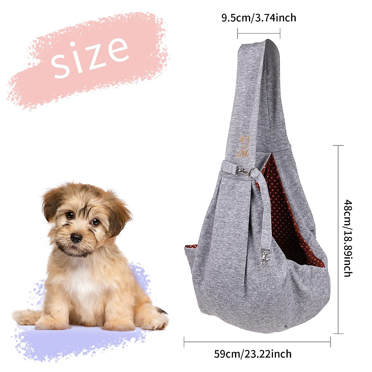 Small Dog Cat Sling Carrier,Hands Free Reversible Pet Carriers Bag,Pet Carrier Shoulder Crossbody Pet Slings Suitable for Puppy, Small Dogs, and Cats for Outdoor Travel (Grey)
