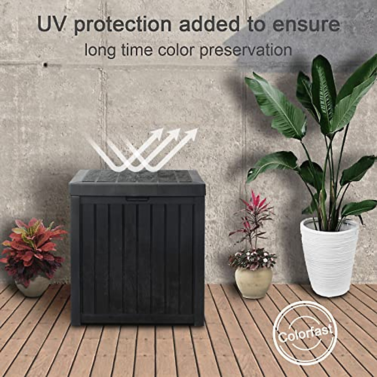 Omelaza 51 Gallon Outdoor Deck Storage Box, Resin Multi-purpose Storage Bins with Lid, Indoor/Outdoor Storage Container, Ideal for Patio Furniture, Pool Accessories, Toys, Gardening Tools - Black