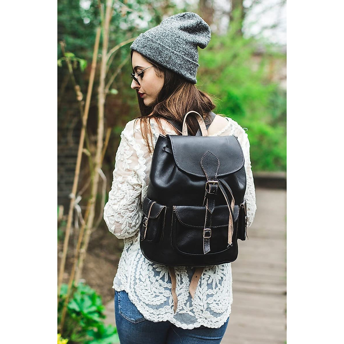 Backpack genuine leather backpack time resistance leather vintage shoulder bag handmade bags travel hiking rucksack casual daypack