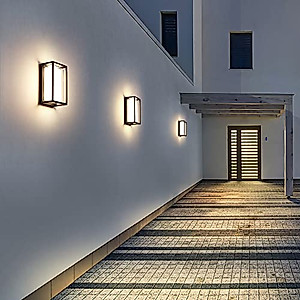 Tootok Outdoor Wall Sconce,Porch Lights Outdoor,Exterior Light Fixture,Outdoor Wall Lights,Outdoor Light Fixtures Mount,H9.7inch,Double Shades Anti-UV,LED 12W Warm White,Black,Entry,Garage,Patio