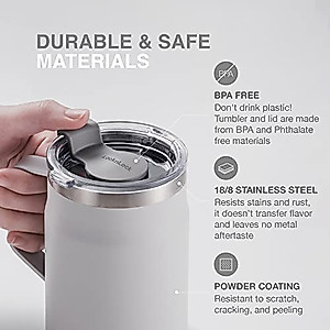 LocknLock Stainless Steel Double Wall Insulated with Handle, Lid, 16 oz, Navy Metro Mug, 1 Count (Pack of 1)