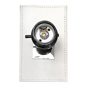 Elegant Designs LT1053-WHT Modern Leather Table Lamp with USB and White Fabric Shade, White