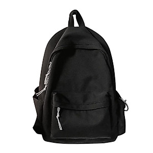 KOWVOWZ Kawaii Cute Aesthetic School Laptop Backpack with Accessories Plush Pendant for Teen Girls (Black, without Mr. Rabbit)