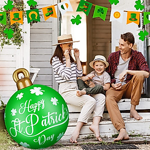 2 Pcs 32 Inch Giant PVC Inflatable Balls Saint Patrick's Day Decorated Ornament Balls Inflatable Outdoor Large Saint Patrick's Day Blow up Ball Decorations for Outside Holiday Yard Lawn Tree Decor