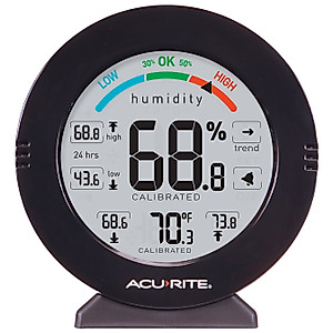 AcuRite 01080M Pro Accuracy Temperature and Humidity Gauge with Alarms, Black