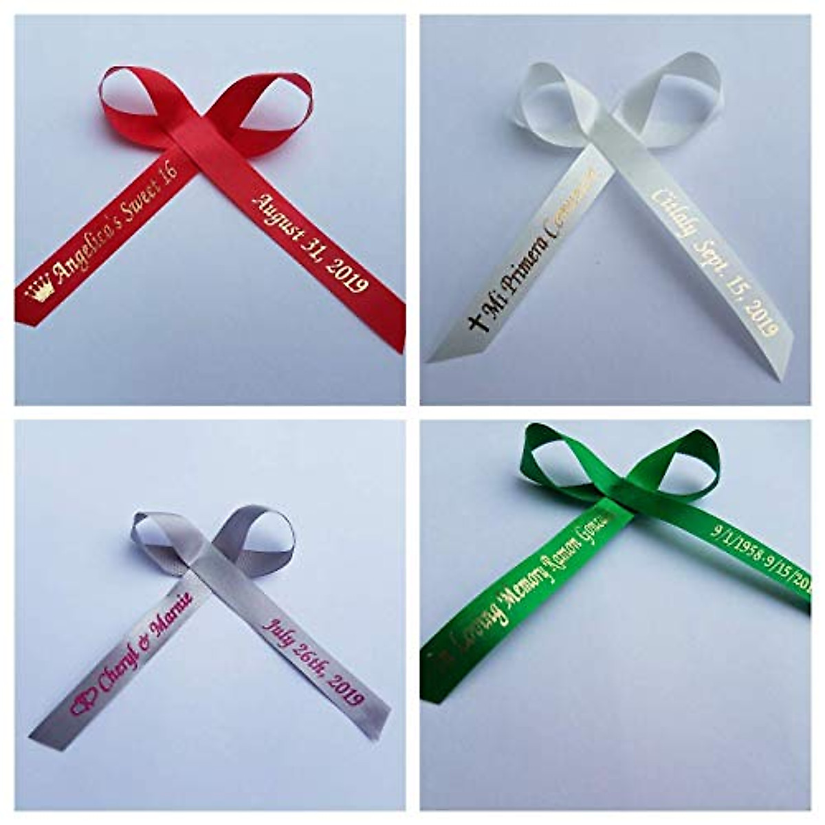 Personalized Ribbons for Bridal Shower Wedding Party Favors or Baby Showers, Fully Assembled - Custom Made Pack of 25