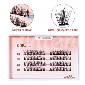 DIY Eyelashes extension, MLEN DIARY 56 cluster wisps lashes 7-12mm cluster eyelash extensions 0.07mm Soft False Eye lash fluffy individual Fake Eyelash natural look
