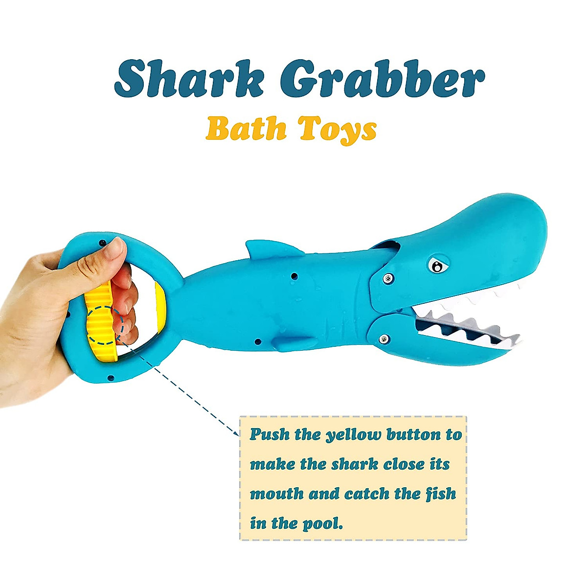Bath Toys , Shark Grabber Bathub Baby Toy Magnetic Fishing Games Playing Set , Floating Fish Toys in Bathtub Bathroom Pool for Babies Toddlers and Kids Age 3+ (Light Blue)