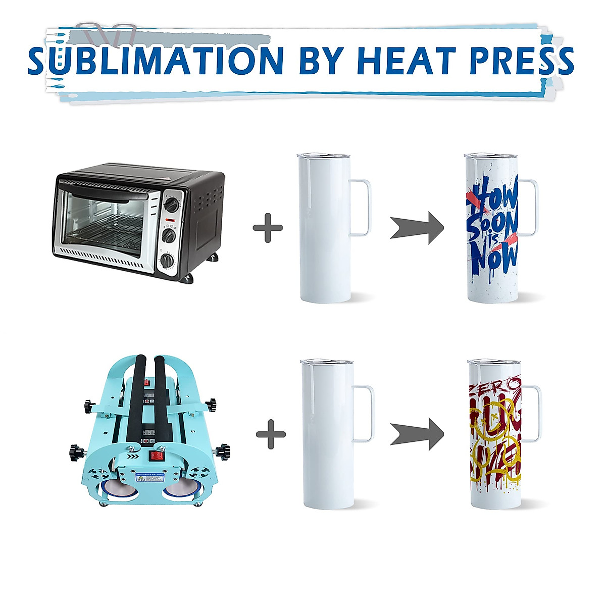 AGH Sublimation Tumblers with Handle 20oz Sublimation Blanks 4 Pack Skinny Straight Stainless Steel Vacuum Insulated Tumblers with Lids and Straws Keep Cold 24 Hours (White)