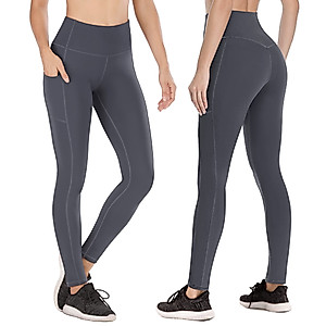 Heathyoga Fleece Lined Leggings Women Thermal Leggings for Women with Pockets Warm Leggings for Winter Yoga Pants Gray