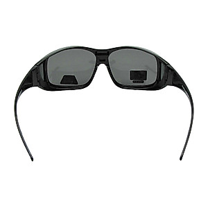 Sunglass Rage Style F19 Largest Polarized Fit Over Sunglasses Pouch (Black-Medium Dark Gray Lens, 2 3/4)