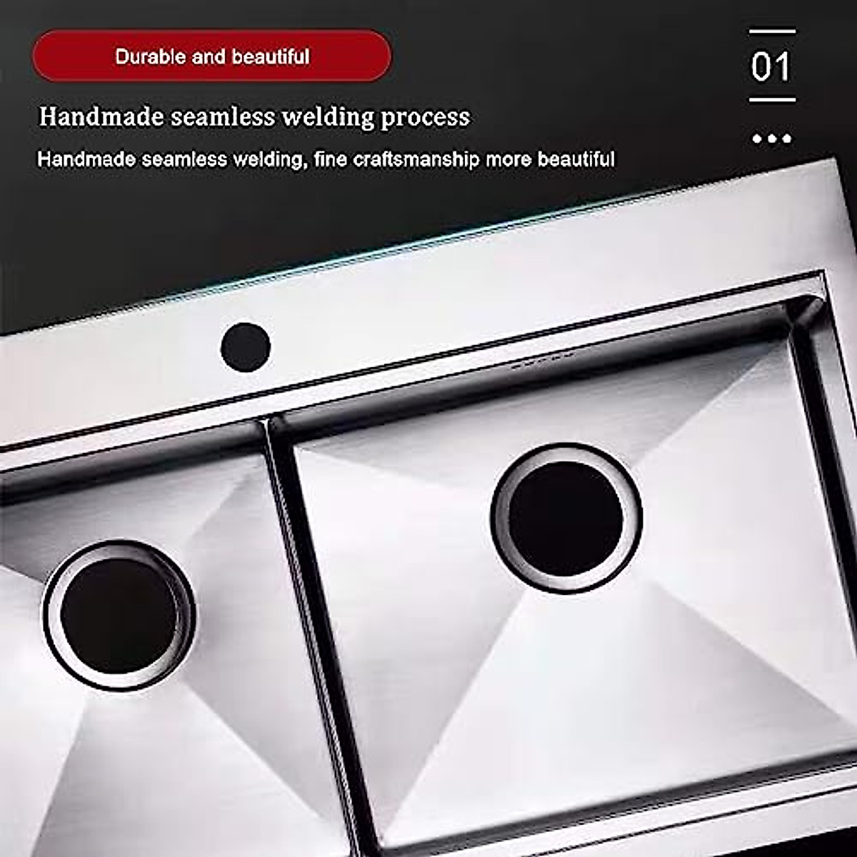 Commercial Stainless Steel Sink with 2 Compartments,Large Double Bowl Sink,Kitchen Sink Industrial Sink,with 2 Faucet,for Garage, Restaurant, Kitchen(47.2 * 23.6 * 31.5in)