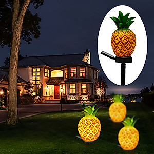 Yuhoo Solar Garden Stakes Lights, Outdoor Waterproof Pineapple Decorative Solar Landscape Stake Night Lights for Pathway Lawn Patio Yard Home Ornament(Yellow), free size