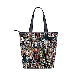 Canvas Bag,Horror Movie Villains Pattern Women Simple Casual Tote Bag Crossbody Bags Shoulder Bag