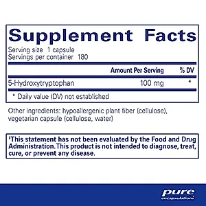 Pure Encapsulations 5-HTP 100 mg | 5-Hydroxytryptophan Supplement for Brain, Sleep, Eating Behavior, and Serotonin Support* | 180 Capsules