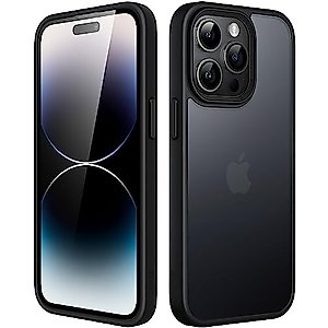 JETech Matte Case for iPhone 14 Pro Max 6.7-Inch (NOT for iPhone 14 Pro 6.1-Inch), Shockproof Military Grade Drop Protection, Frosted Translucent Back Phone Cover, Anti-Fingerprint (Black)