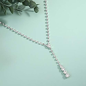 Jakawin Bride Silver Bridal Necklace Earrings Set Crystal Wedding Jewelry Set Rhinestone Choker Necklace for Women and Girls (Set of 3) (NK143-3)