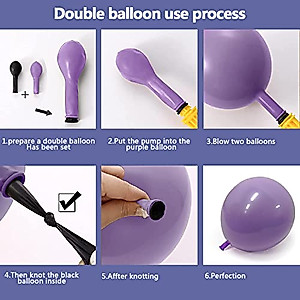 Purple Balloon Garland Kit - Double Stuffed Lavender Balloons Different Sizes 18/12/5 Inch Lilac Balloon Arch Latex Balloons For Birthday Baby Shower Wedding Bachelorette Party Decorations
