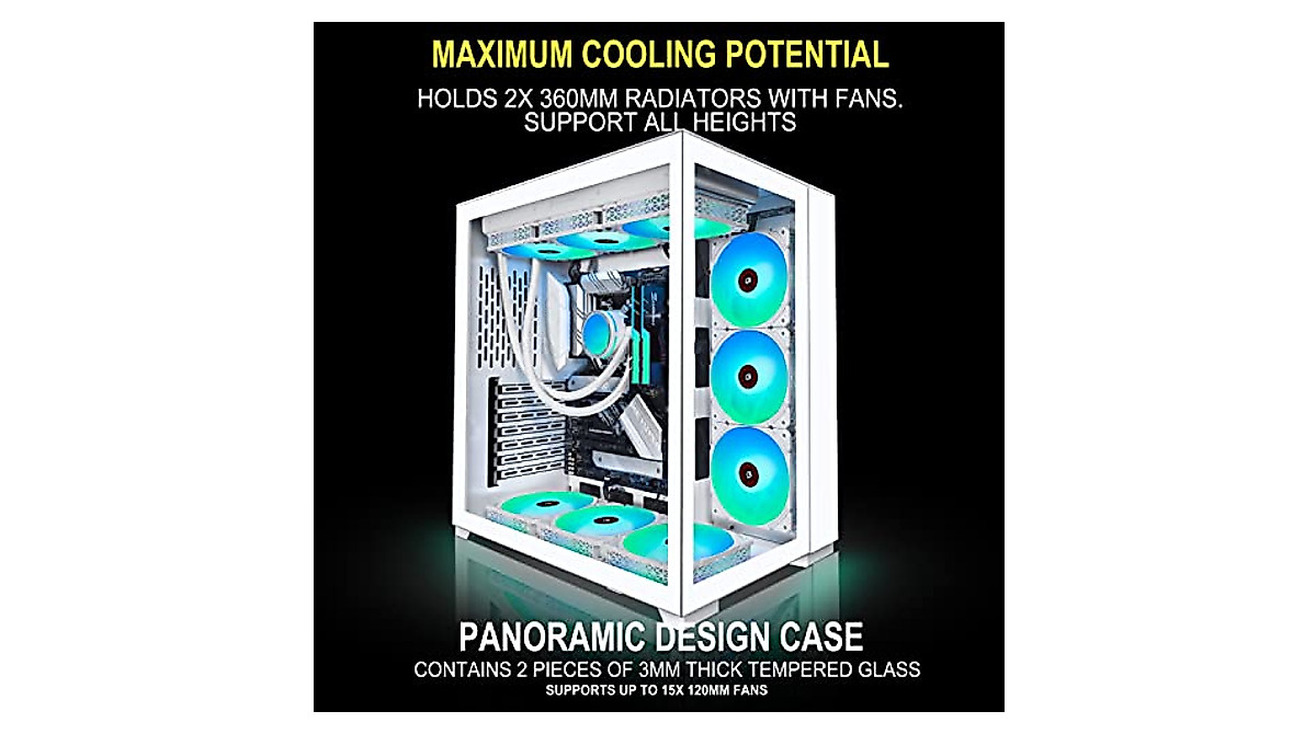 KEDIERS ATX Mid Tower Gaming Case with 9 ARGB Fans