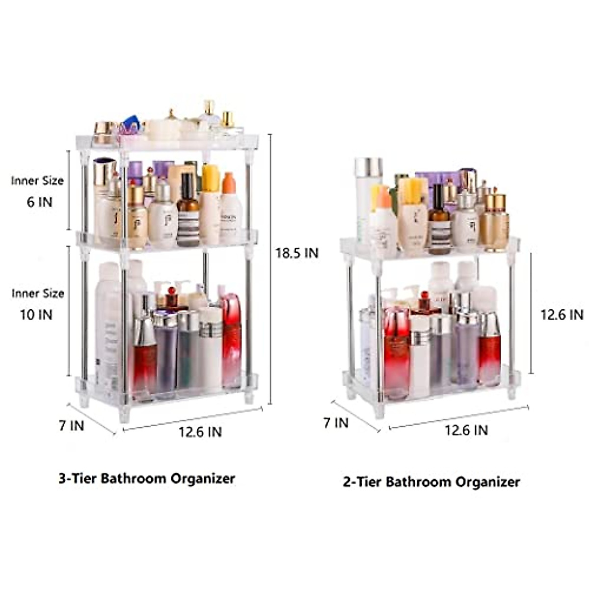 Fullplus Bathroom Organizer Multi-Functional Acrylic Vanity Tray Corner Shelf for Makeup Cosmetic