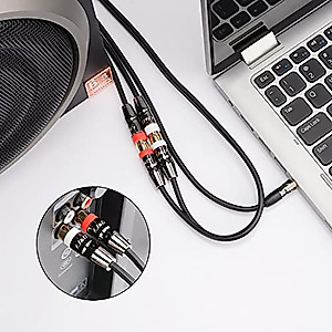 J&D 3.5 mm to Dual RCA Audio Cable, Heavy Duty 3.5mm Male to 2 RCA Female Gold Plated Copper Shell Stereo Audio Adapter Cable, 6 Feet