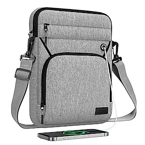 MoKo 9-11 Inch Tablet Sleeve Bag, Fits New iPad Air/Pro 11 inch 2024,iPad Air 5/4th 10.9,iPad 9/8/7th 10.2,iPad 10th Gen 10.9,Tab S9 11,Multifunctional Bag with Shoulder and Headphone Port, Light Gray