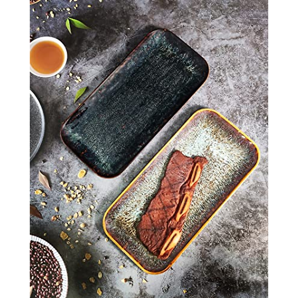 Jinsongdafa Ceramic Dinner Plates Set of 4, Main Dish for Steak, Bread, Risotto, Pasta, Salad, Microwave, Oven and Dishwasher Safe, Scratch Resistant