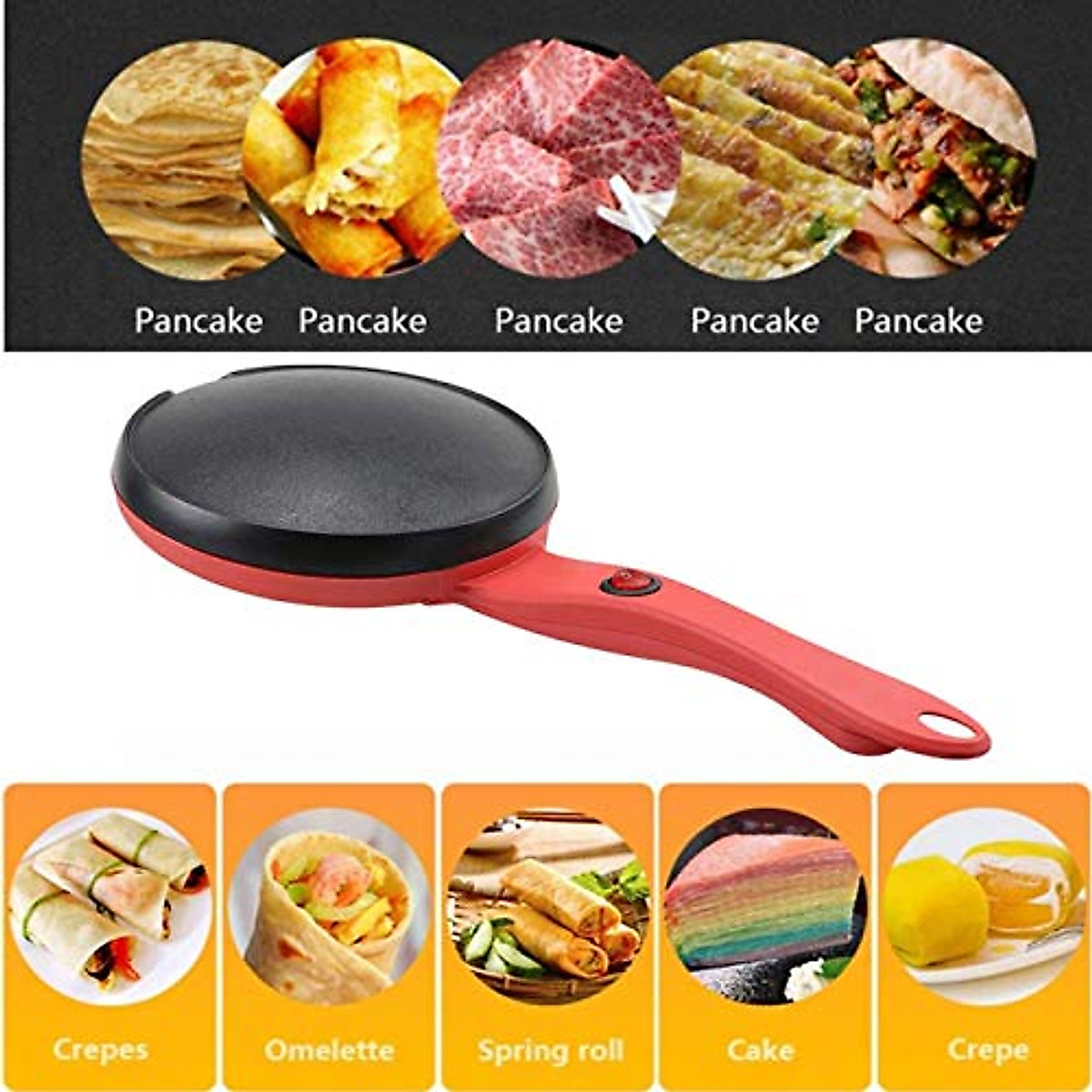 8" Electric Crepe Maker Nonstick Crepe Pan Portable Mini Household Pancake Machine with Batter Bowl & Egg Whisk for Crepes,Pancakes,Tortillas,Gifts for Women