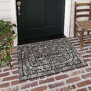 Mohawk Home Recycled Rubber Door Mat, Welcome Garden Pebbles Gray (23" x 35")