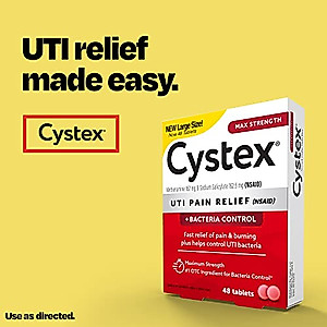 Cystex UTI Pain Relief, Maximum Strength, Relieves Pain & Urgency of Urinating, FSA HSA Eligible & Approved, 48 Count