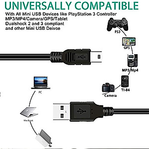 PS3 Charger Cable,10ft PS3 Controller Charging Cord,Mini USB Cable for Sony Playstation 3 Controller,DualShock 3 SIXAXIS,PS3 Slim Data Charger Wire PS Move,TI84 Plus CE,PS3 Charging Cables