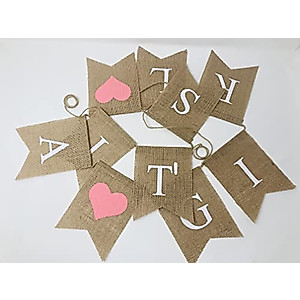 Shimmer Anna Shine It's a Girl Burlap Banner for Baby Shower Decorations and Gender Reveal Party (Pink)