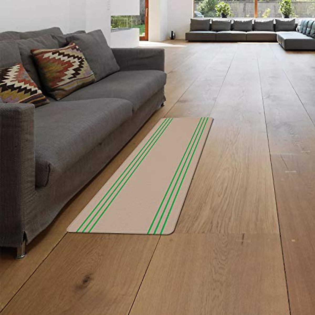 2 PCS Cushioned Anti-Fatigue Kitchen Mats and Rugs, Retro Brown Absorbent Bath Mat Non-Slip Rug Accent Runner Floor Carpet Washable Indoor Doormat Standing Comfort Mat Green Abstract Geometry Stripe