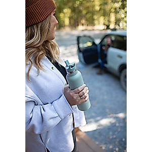 Simple Modern Water Bottle with Narrow Mouth Straw Lid Metal Thermos Vacuum Insulated Stainless Steel l Reusable Leak Proof BPA-Free Flask | Ascent Collection | 24oz, Almond Birch