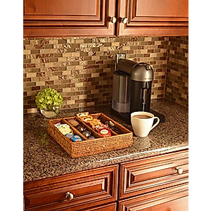 La Jolla Rattan Silverware Tray and Organizer, Honey Brown