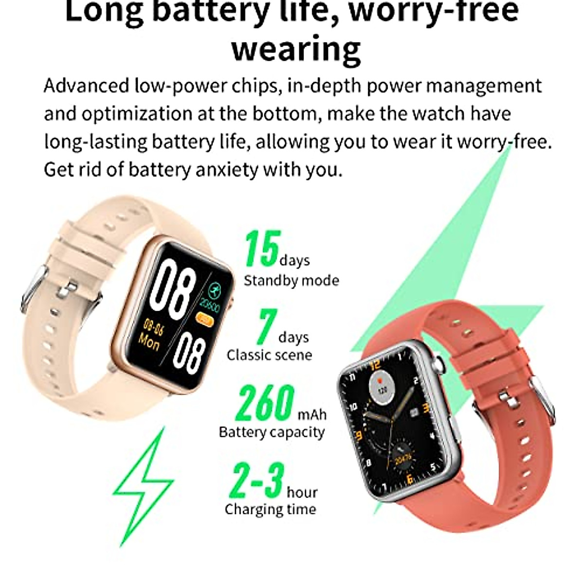 Smart Watch(Receive & Dial) 1.85" Touch Screen SmartWatch for Android and iOS Phones Compatible/65 Sports IP68 Waterproof SmartWatchs with Fitness Tracker Heart Rate/Sleep Monitor/Pedometer/Calories