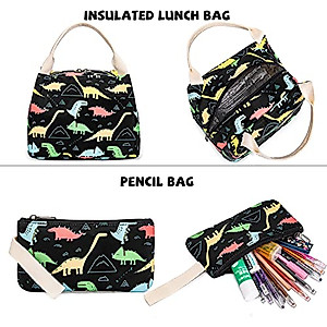 Joyfulife Kids Backpack for Girls Boys Lightweight Toddler Backpack Preschool Backpack Elementary School Bags Kindergarten Bookbags Dinosaur Backpack with Lunch Box Pencil Case