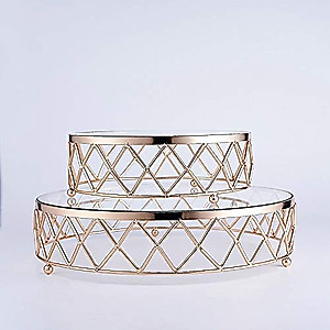 BalsaCircle Gold Clear 14-Inch Round Metal Glass Geometric Cake Stand - Wedding Birthday Party Dessert Pedestal Display Decorations