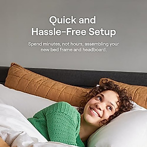 Nectar Bed Frame & Headboard - Gray - Queen - 8 Inch Legs and Sturdy Wooden Slats for Support - Contemporary and Durable Upholstery - Holds Up To 700 Pounds - Easy Assembly