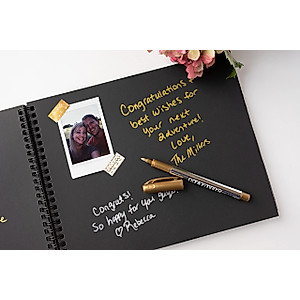 Wedding Guest Book Black Polaroid Album -Hardcover Photo Guestbook- Spiral Hardcover Book 10"x8” - Funeral, Bridal Shower, Baby Shower, Graduation Party, Registry Sign in with Marker, Stickers & Sign