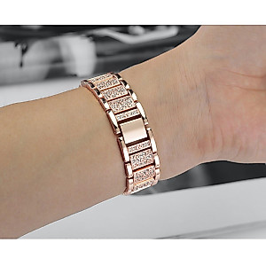 Mtozon Bling Bands Compatible with Google Pixel Watch 3 41mm Replacement Wristband Women，Rose Gold