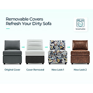 LINSY HOME Modular Sectional Sofa, Convertible Couch with Storage, Memory Foam, Modular Couch Set with Ottomans, Small Loveseat Sofa Couch with Chaise for Small Space, Living Room, Dark Gray