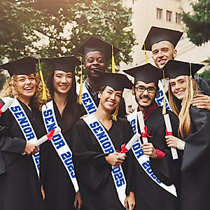 8 Pcs White Senior 2025 Sashes with Royal Blue Glitter Letters - Graduation Celebration sash, Senior Sashes Class of 2025, Senior Cheer Sash, Class Competition Sashes, Graduation Party Supplies