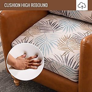 Icoget Accent Armrest Single Sofa Chair Fabric and Leather, Mid-Century Modern Chair w/Rubberwood Legs for Small Spaces, Comfy Living Room Upholstered Chair for Relaxing Reading - Brown