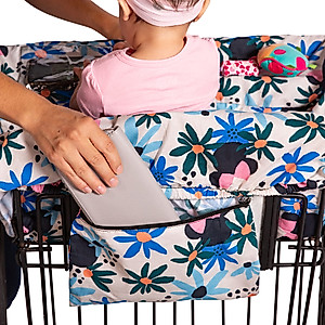 Disney Baby by J.L. Childress Shopping Cart & High Chair Cover - for Baby, Kids, Toddler, Girl - Phone Holder and Toy Loops - Extra Large, Universal Grocery Cart Cover - Minnie Mouse Floral