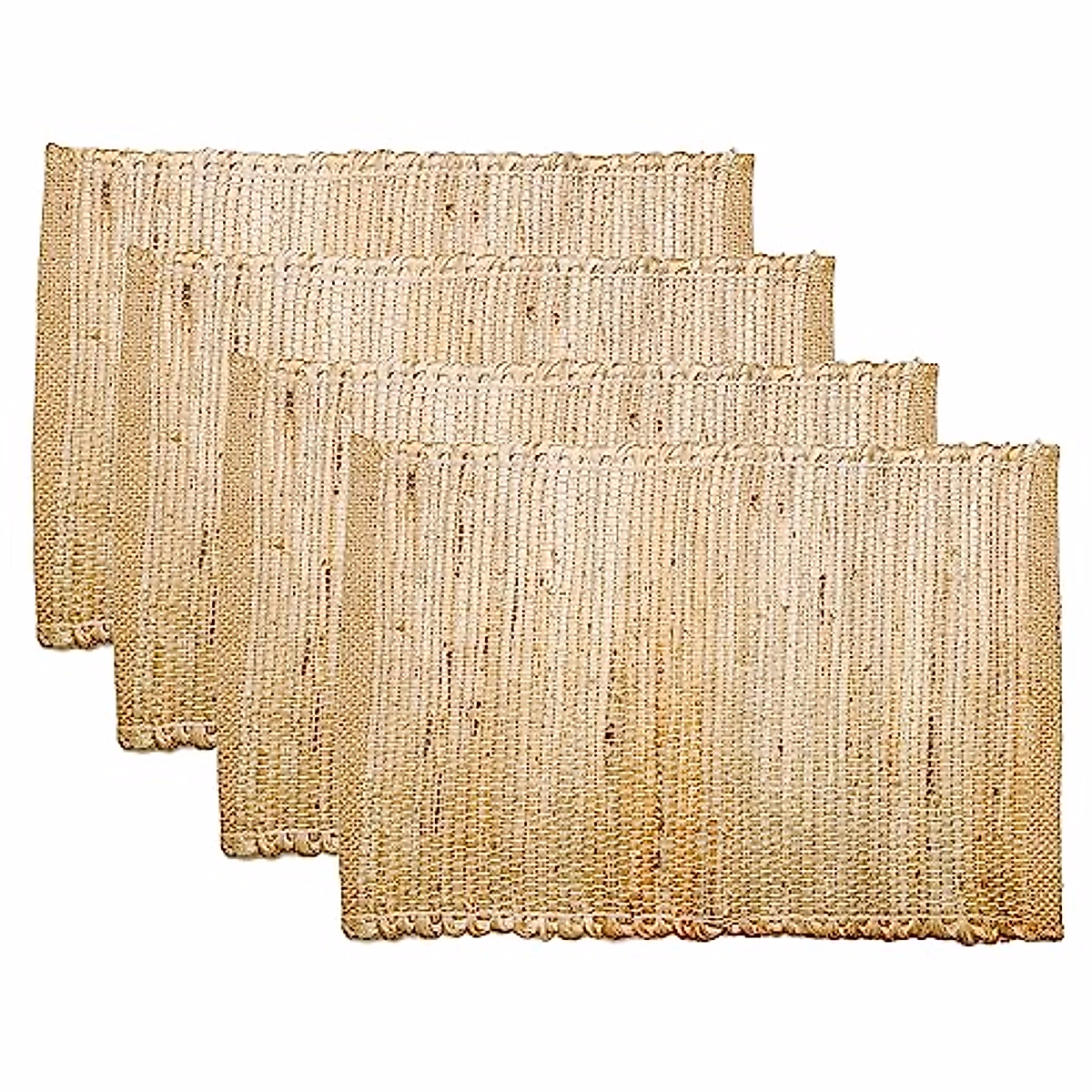 Chardin Home Eco-Friendly Natural Jute/Hemp Placemats 13''x''19, Set of 4 Natural/Beige Table Mats | Perfect for Holidays, Thanksgiving, Christmas, or Everyday Meals