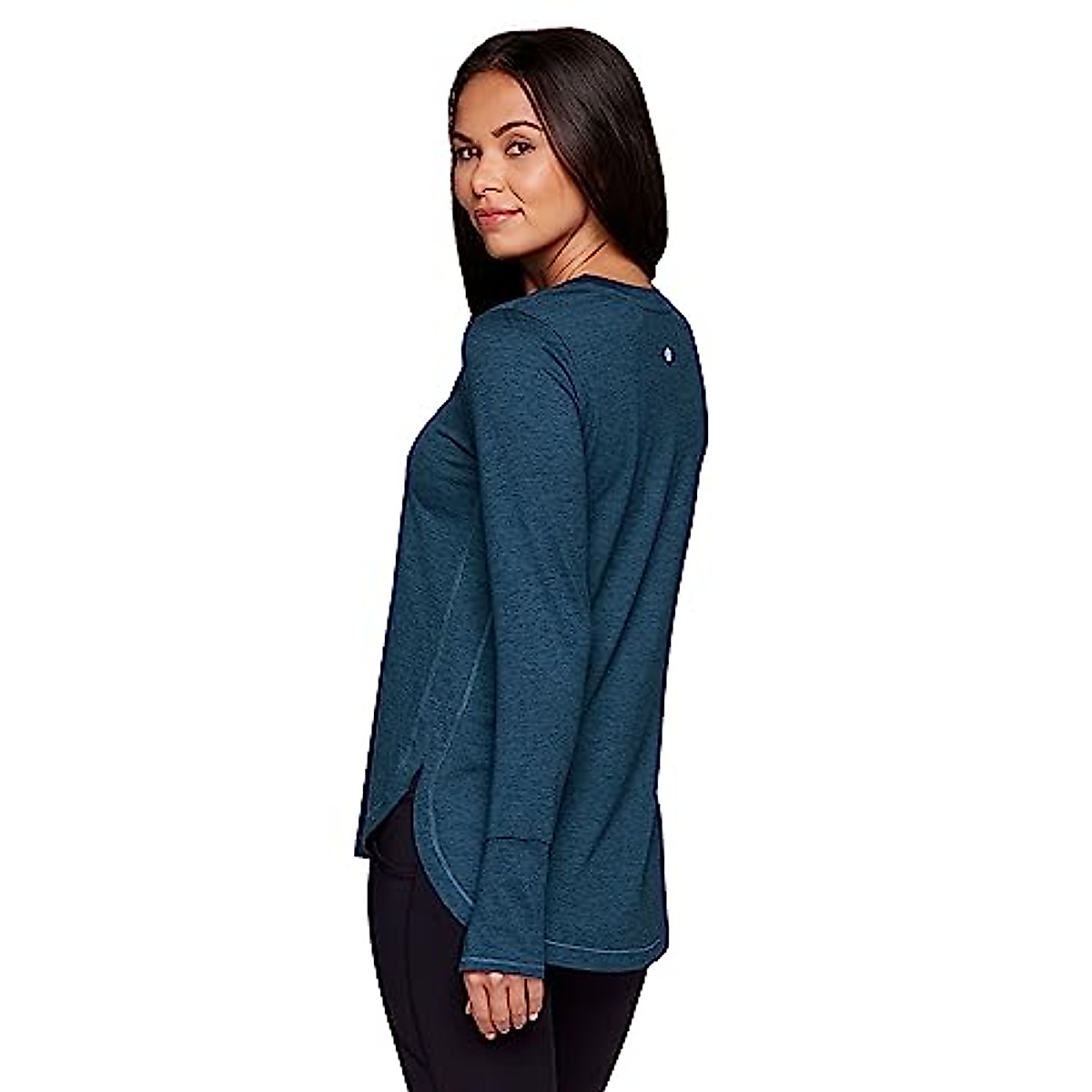 RBX Active Women's Long Sleeve Tunic Tee, Lightweight Crewneck Pullover T-Shirt, Super Soft Relaxed Fit Yoga Top F23 Dark Teal L
