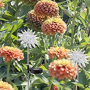 2PCS Waterproof Outdoor Solar Garden Stake Lights with Vivid Figurine –Sun Flower LED Garden Landscape Lawn Lamp for Flower Beds Backyards Decoration