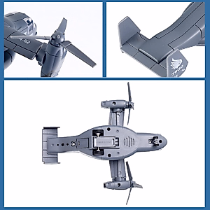 Diecast Metal Military Transport Helicopter V-22 Osprey - 1:400 Scale Alloy Model Plane Transporter Aircraft with Pullback Action, Lights and Sound
