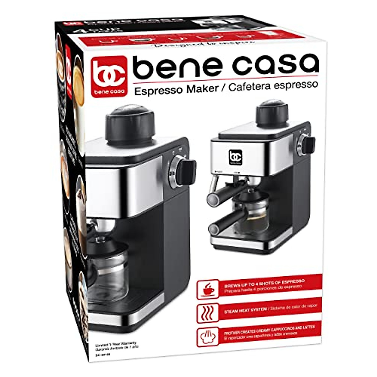 Bene Casa BC-99189 Espresso Maker, 4-Cup